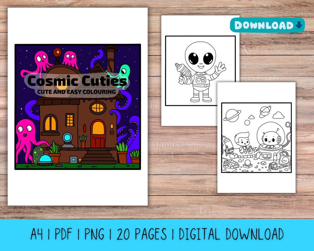 Cosmic Cuties Printable Colouring Pages Digital Colouring PDF PNG A4 ...