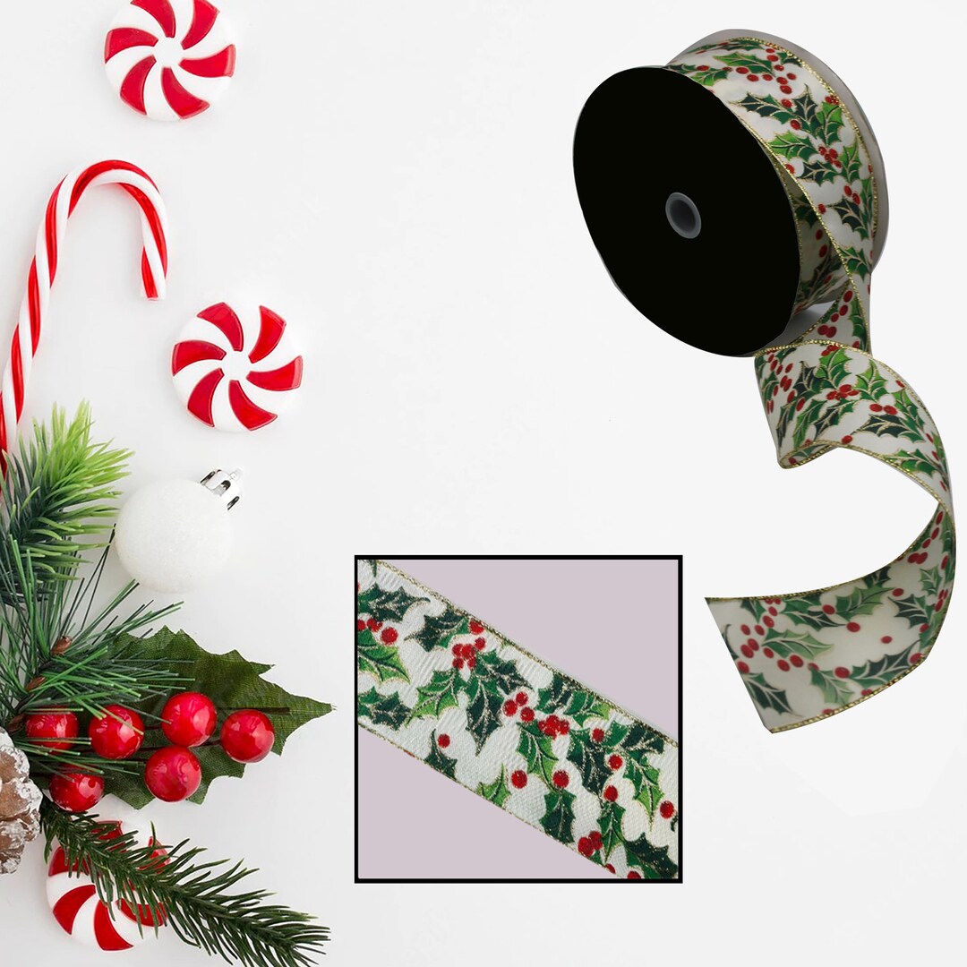 Wire Edged Ribbon Christmas Decoration Ribbons 1.5 Inches Craft ...