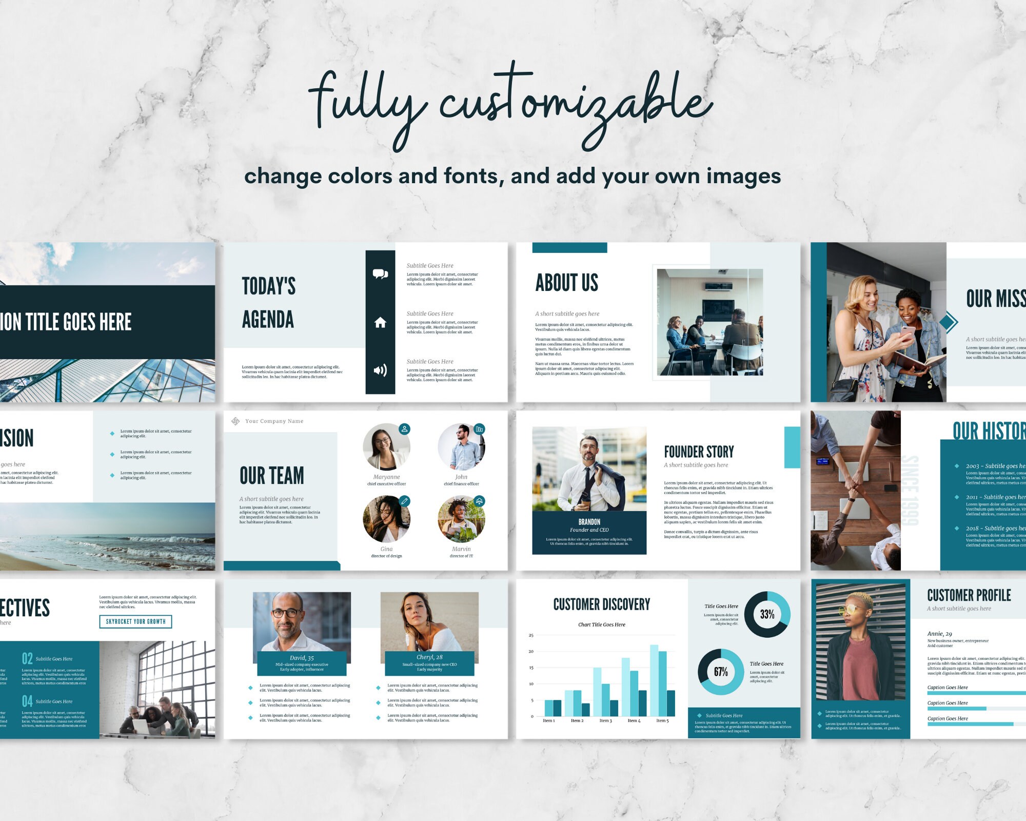 Corporate Style Business Slide Templates Customizable Pitch - Etsy