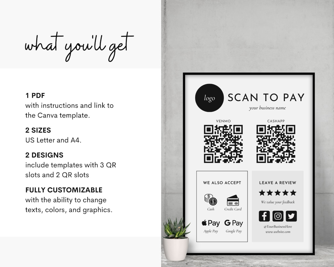 Customizable Scan to Pay Templates Business Accepted - Etsy