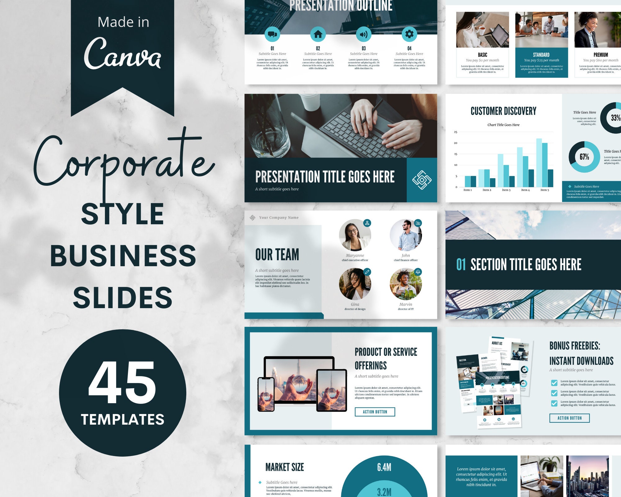 Corporate Style Business Slide Templates Customizable Pitch - Etsy