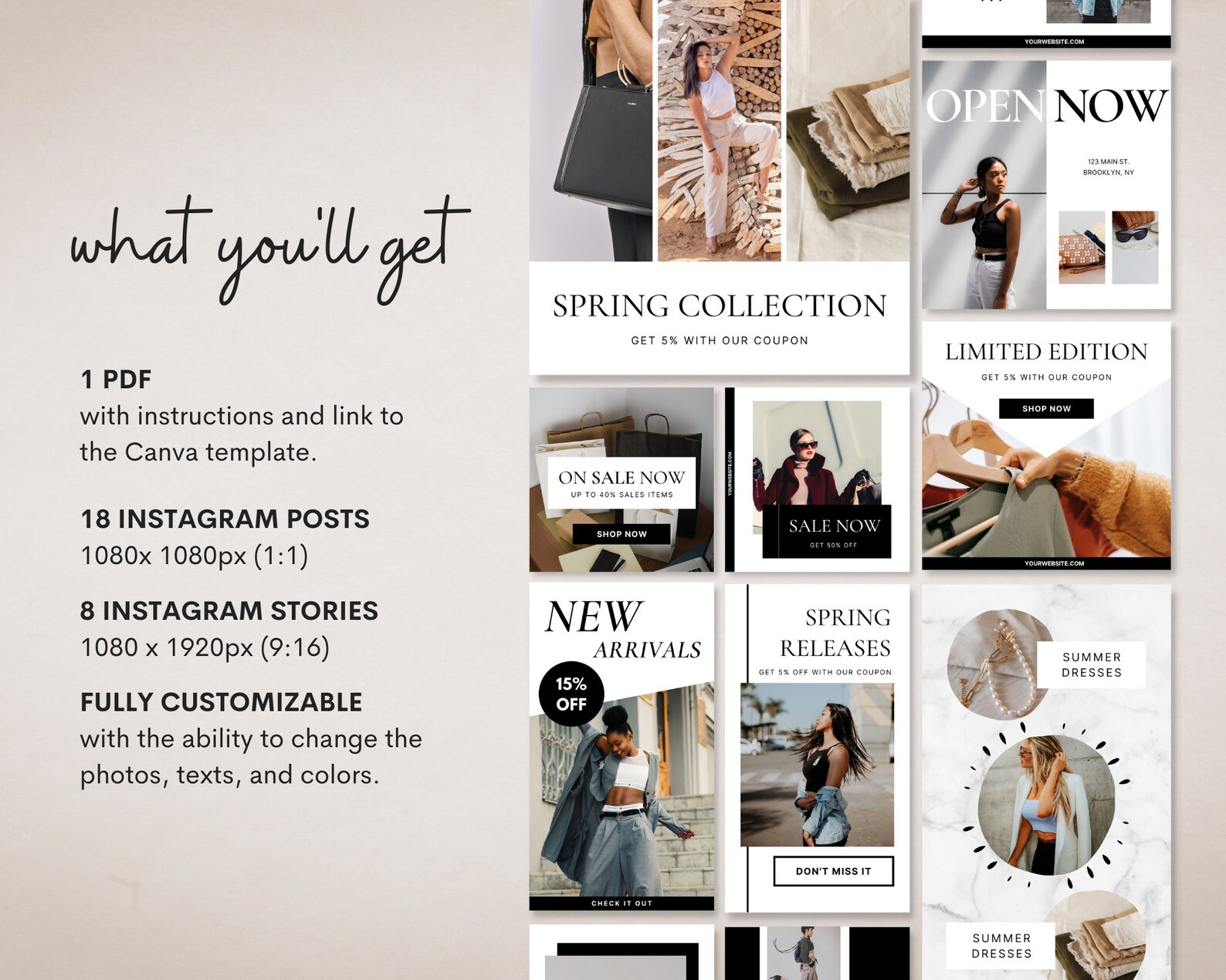 Instagram Canva Templates post and Story for Boutiques and - Etsy