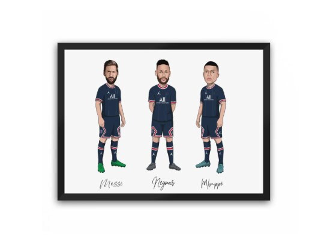 PSG Front 3 Print (messi, Neymar, Mbappe) | A3 A4 A5 Paris Saint ...
