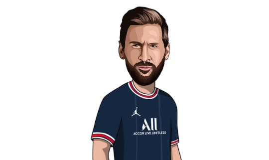 Lionel Messi / Paris Saint-Germain Caricatura Tazza Bianca / Messi 10 ...