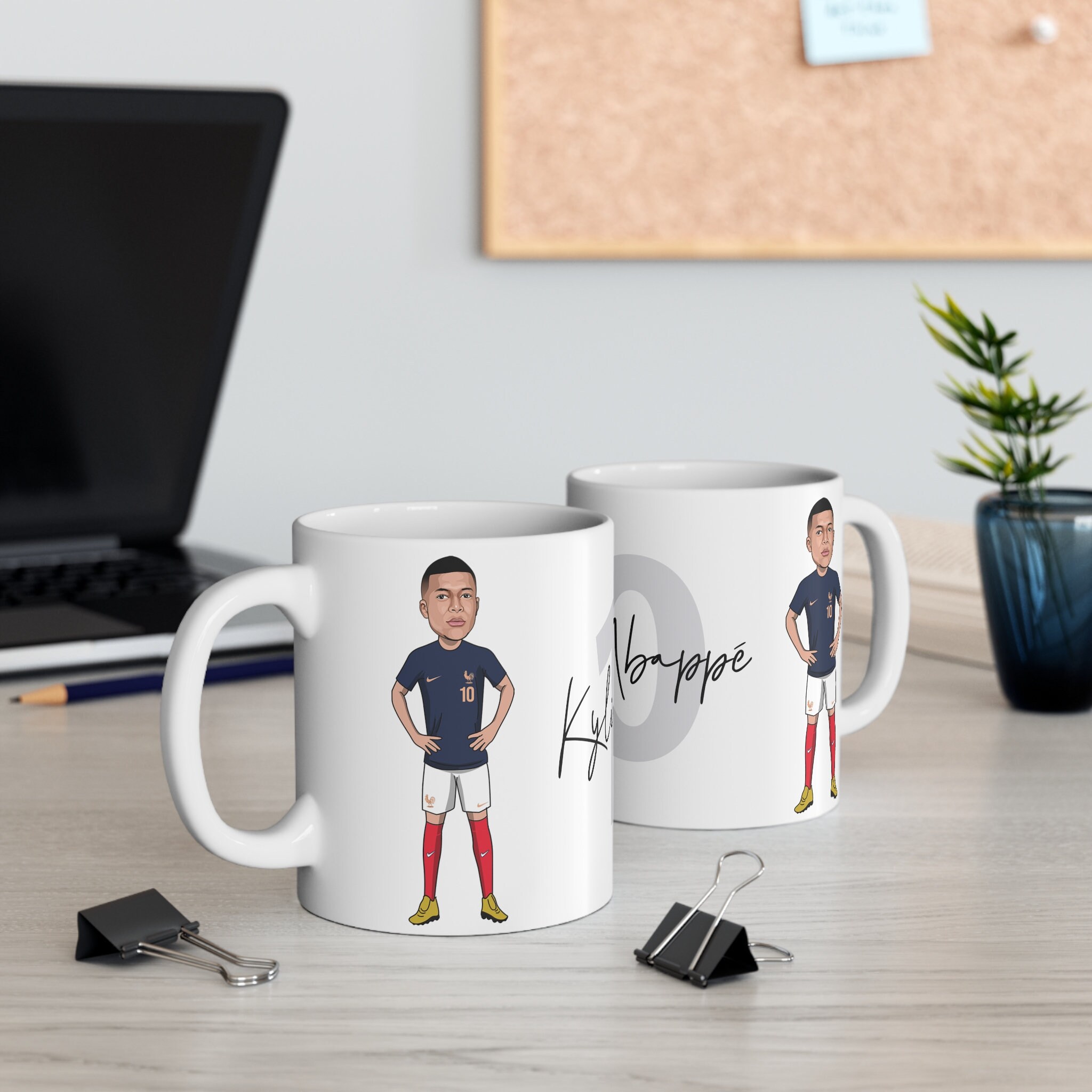 Kylian Mbappé | France Caricature Mbappe White Mug | 2022 World Cup ...