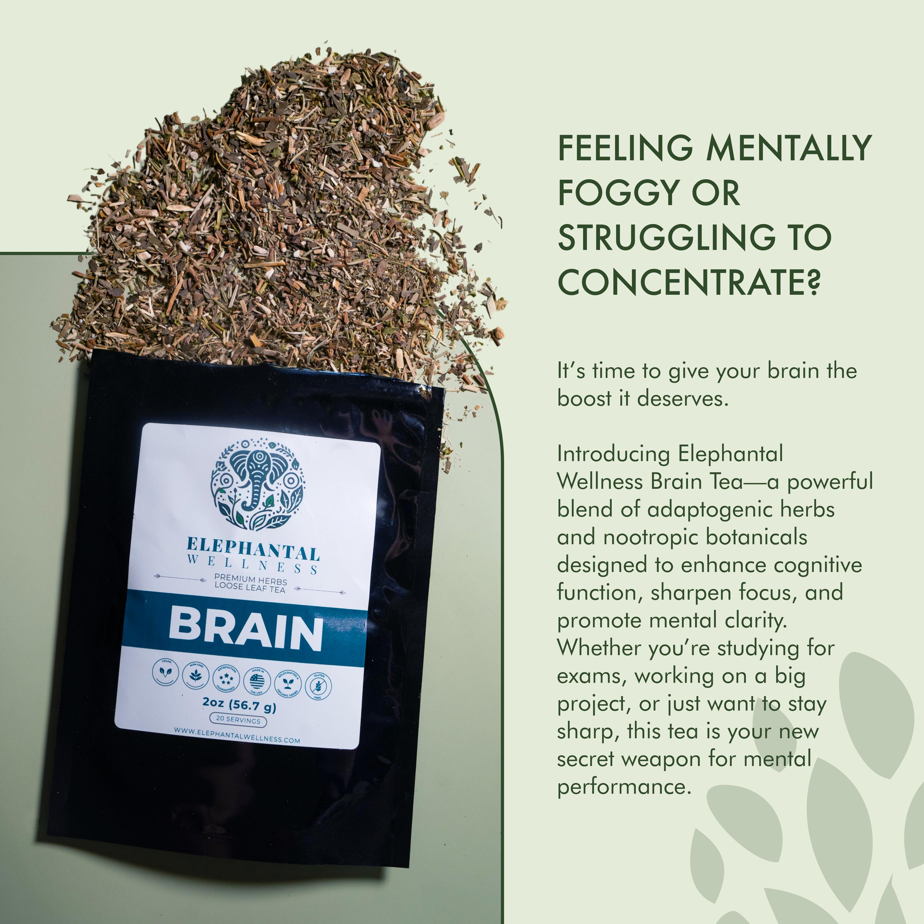 Organic Healthy Brain Tea - Herbal Blend With Ashwagandha, Ginkgo ...