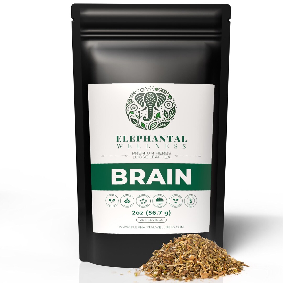 Organic Healthy Brain Tea - Herbal Blend With Ashwagandha, Ginkgo ...
