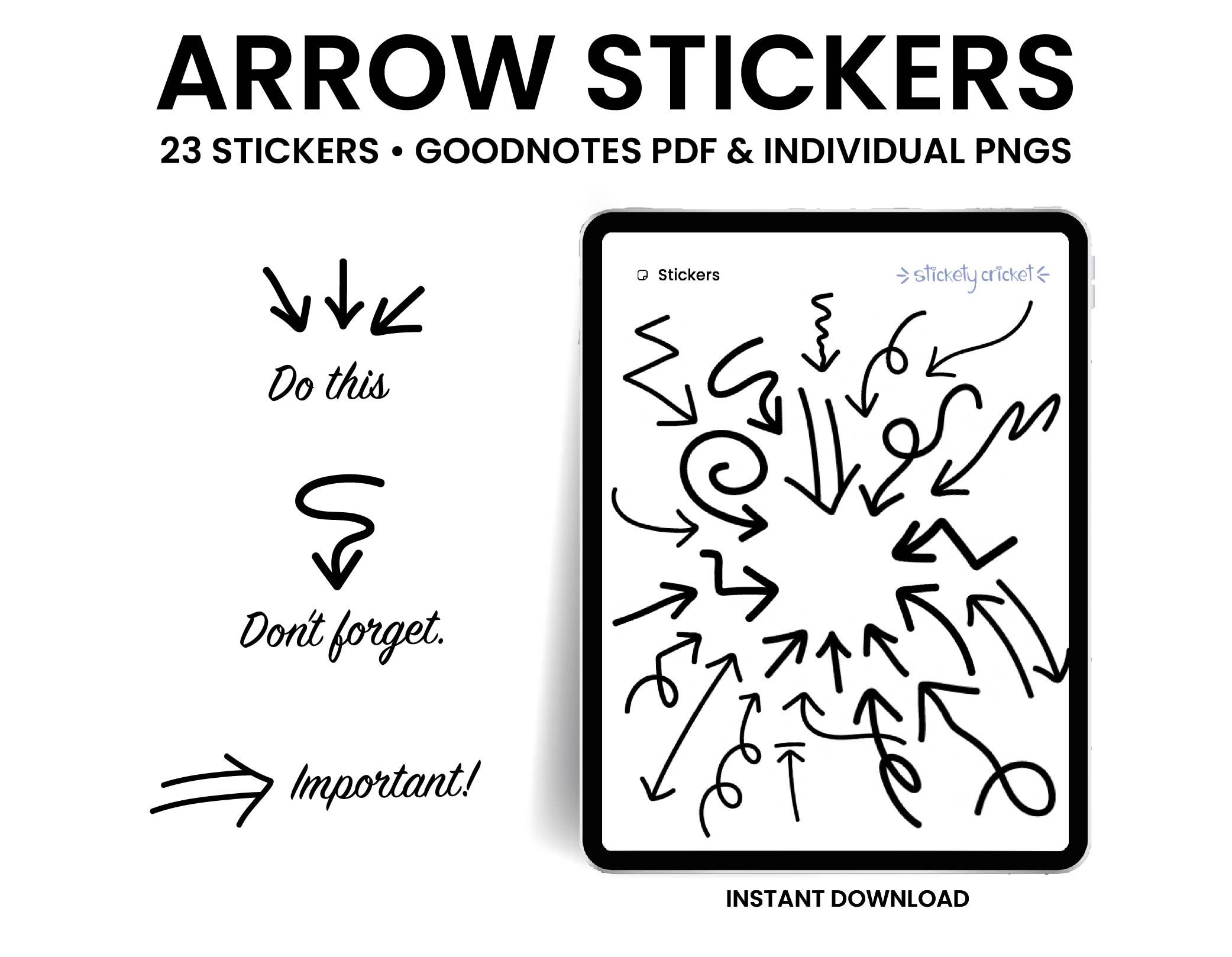 Goodnotes Stickers Arrow Doodles Study Tools Sticky Notes - Etsy