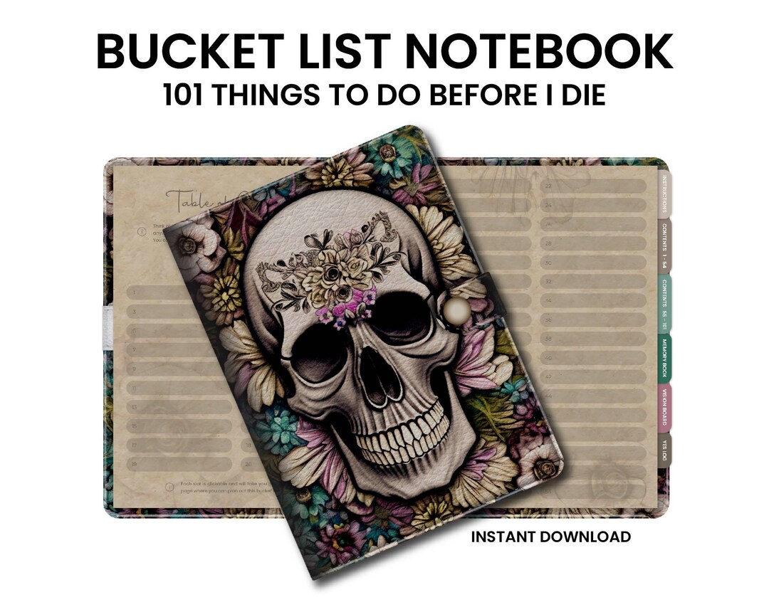 Memento Mori Bucket List Digital Journal, Goodnotes Notebook, Dark ...