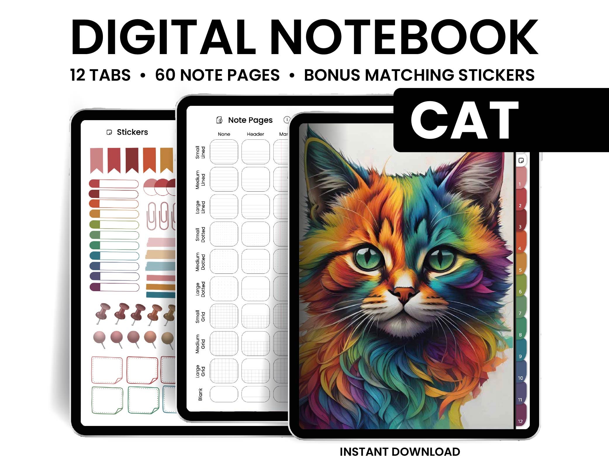 Digital Notebooks, Cats, Goodnotes Notebook, Notebook With Tabs ...
