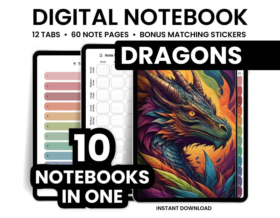 Digital Notebook, Dragons, Goodnotes Notebook, Notebook With Tabs ...