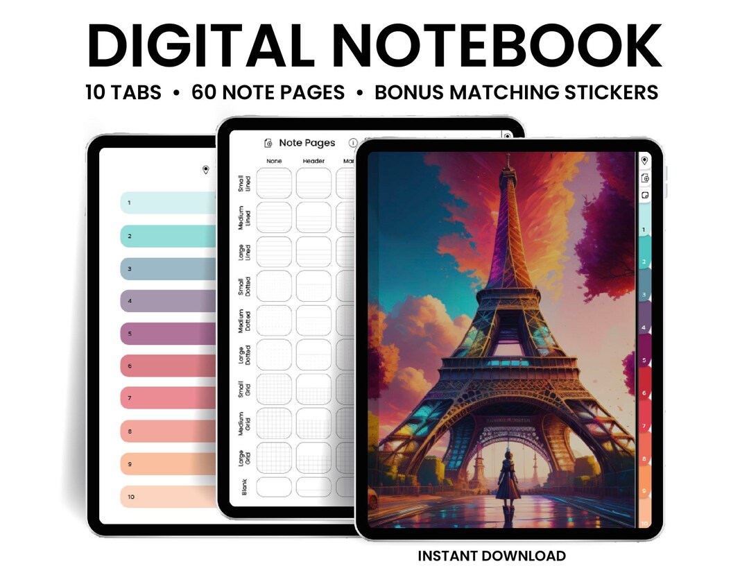 Digital Notebook, Goodnotes Notebook, Notebook With Tabs, Portrait ...