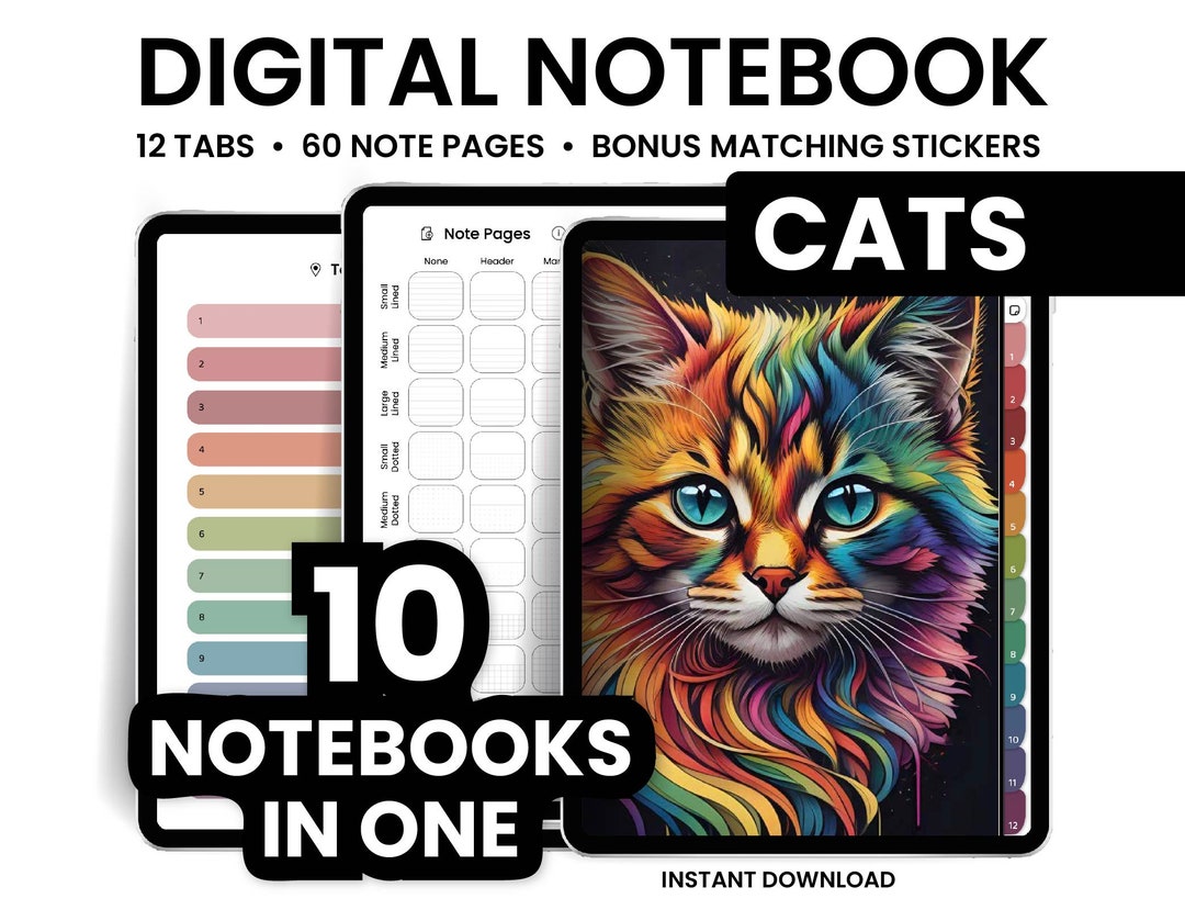 Digital Notebooks, Cats, Goodnotes Notebook, Notebook With Tabs ...