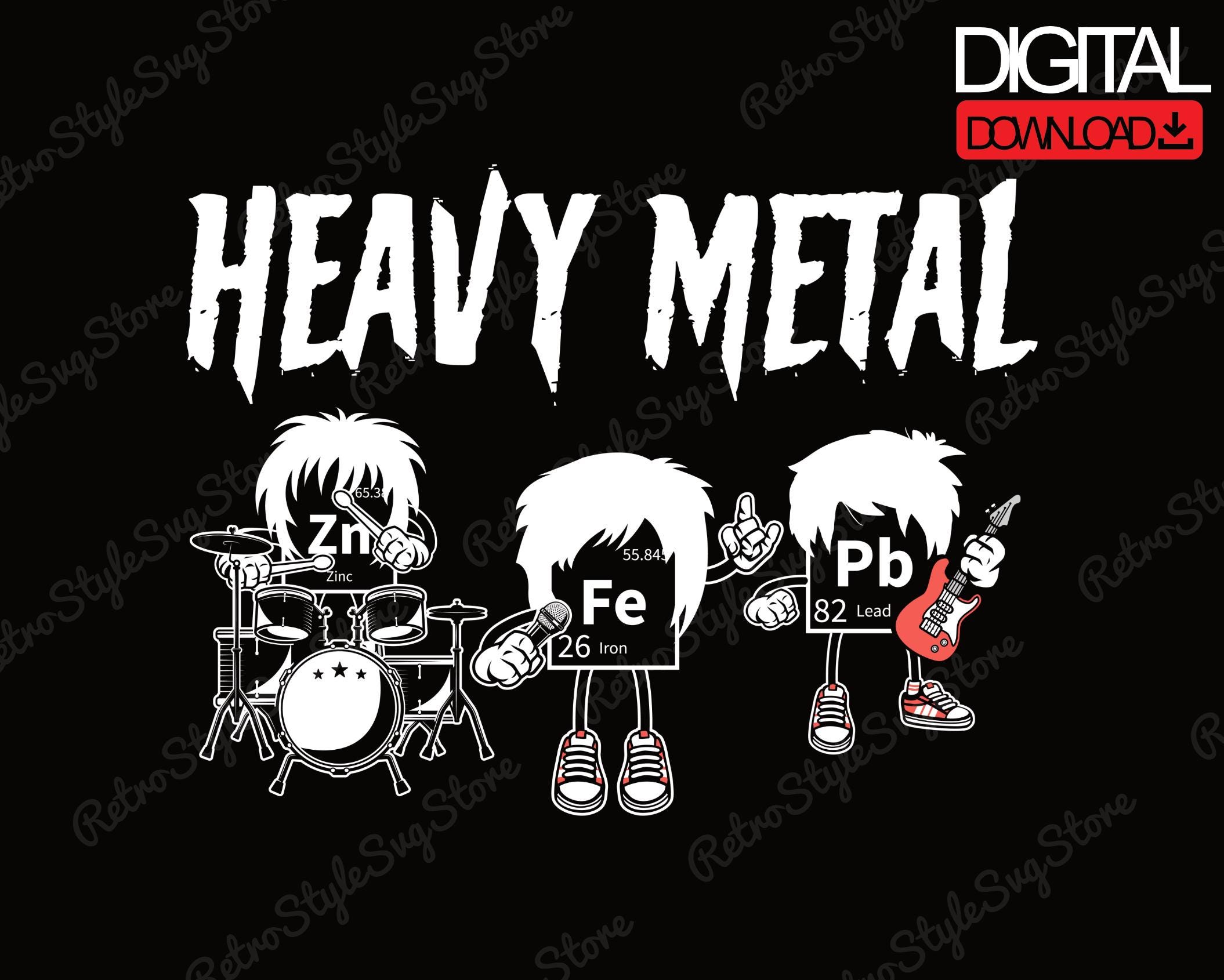 Funny Chemistry Rock Band PNG: Heavy Metal Science Design (digital ...
