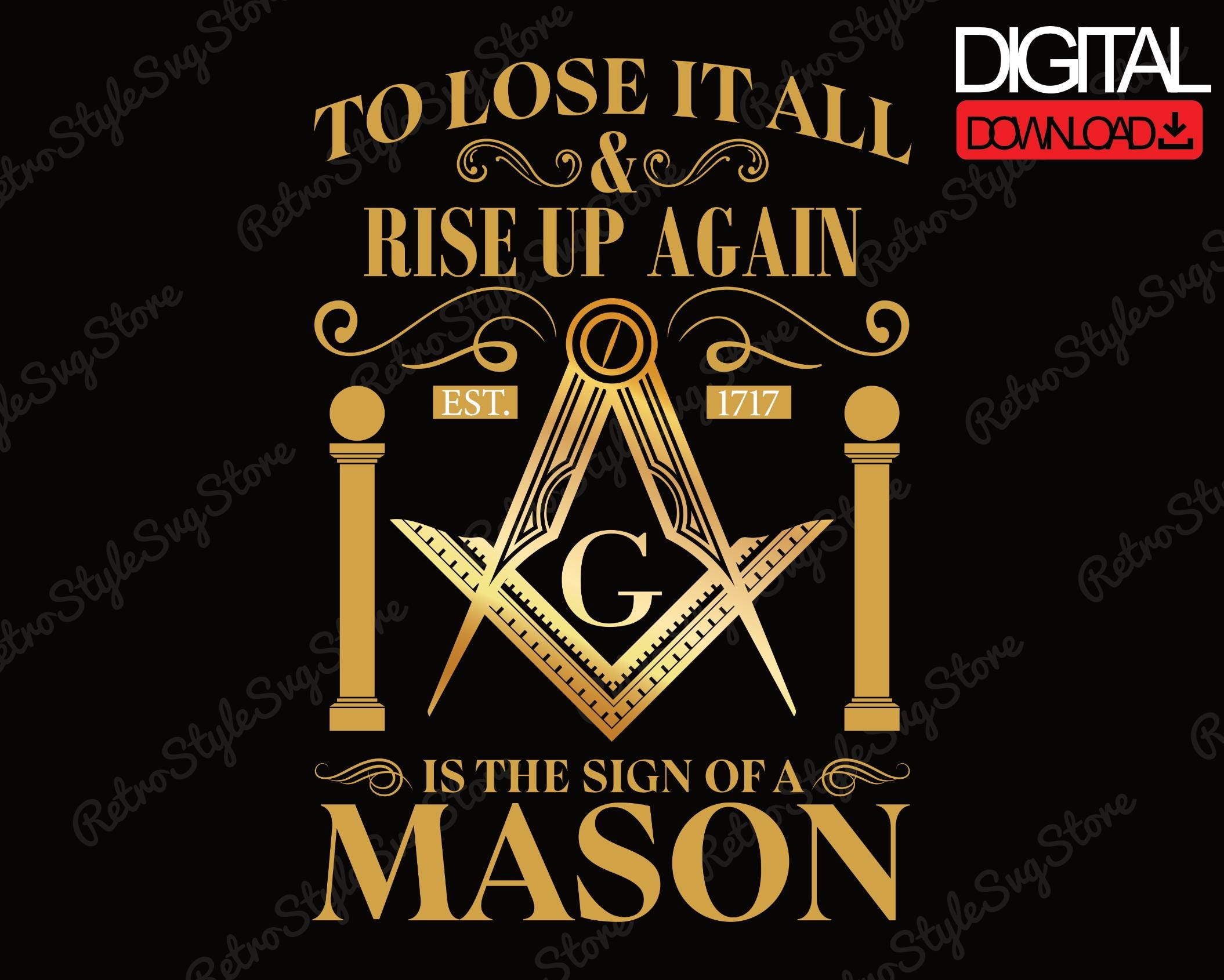Freemason Symbol PNG: Gold Compass & Square Design (digital Download ...