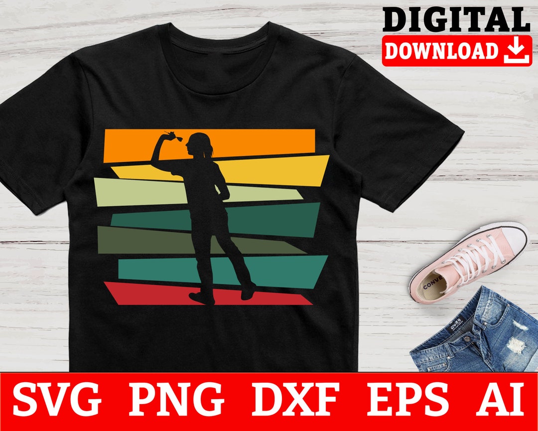 Retro Darts Svg, Dart Player Svg, Dartboard Svg, Bullseye Svg Svg Files ...