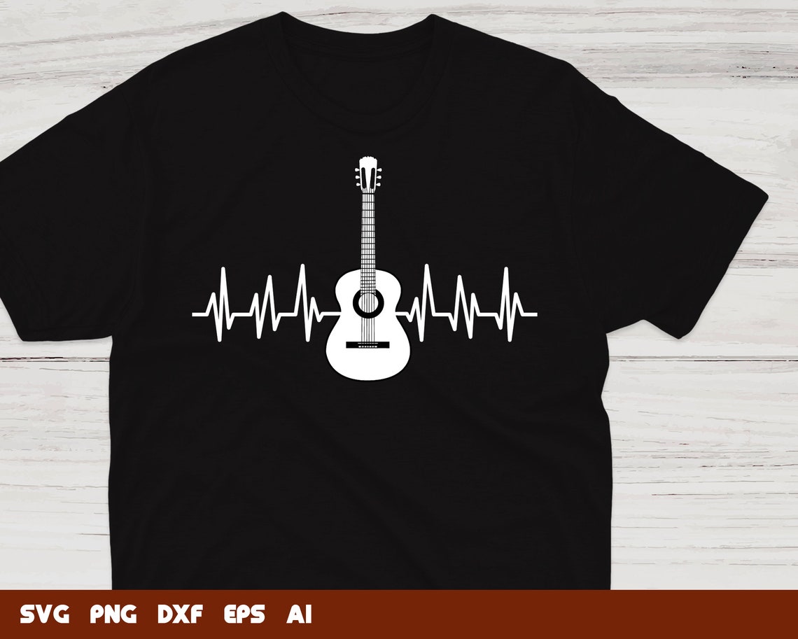 Heartbeat Guitar Svg Music Svg Guitar Silhouette Acoustic - Etsy