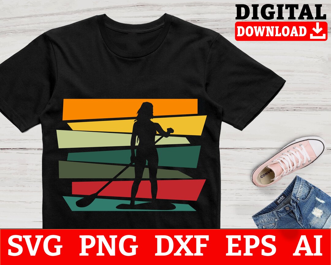 Paddle Boarding Svg Files - Retro Paddle Boarding Svg, Stand up ...