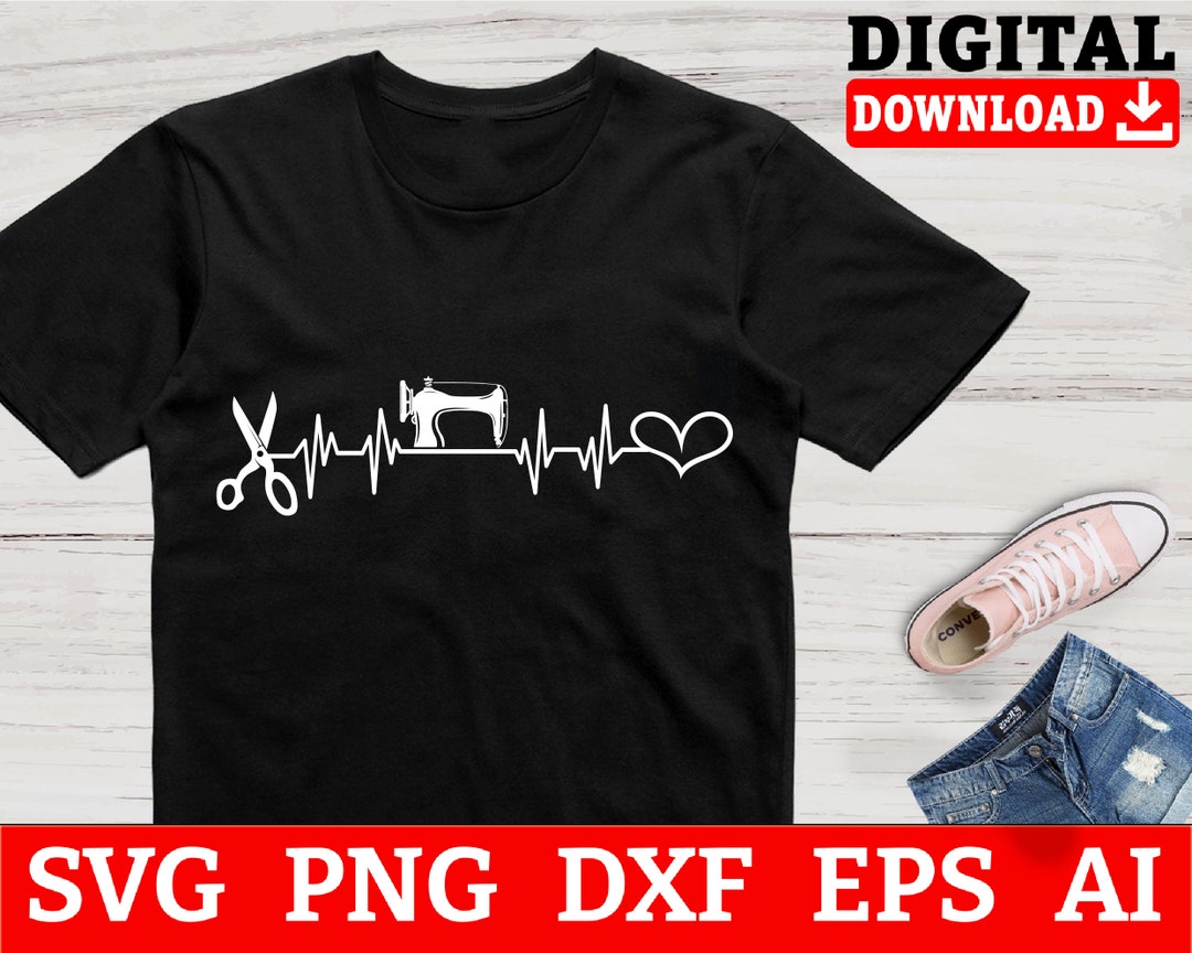 Retro Heartbeat Sewing SVG: Commercial Use Cut File (digital Download ...