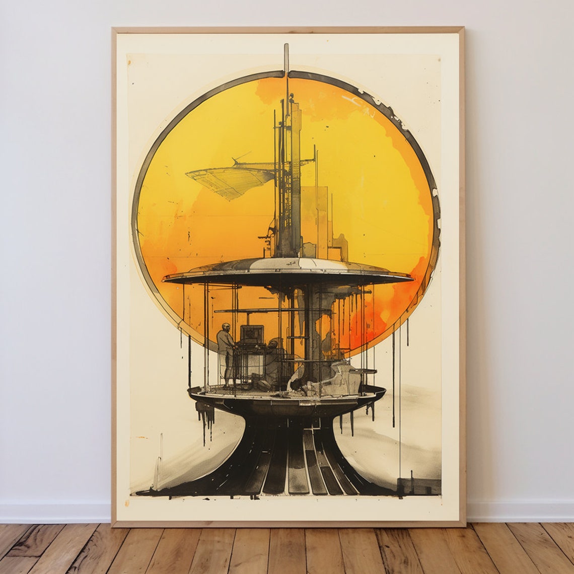 Retro Futuristic Machine Wall Art Digital Download PNG 2:3 Aspect Ratio ...