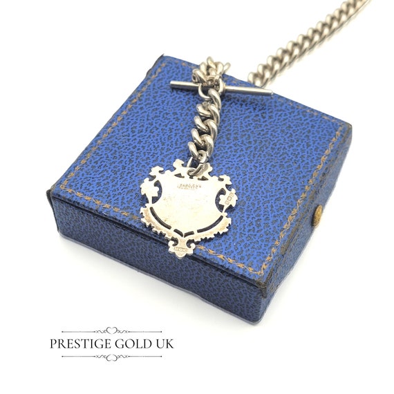 Antique Albert Chain & Fob - Antique 925 Silver Fob -… - Gem