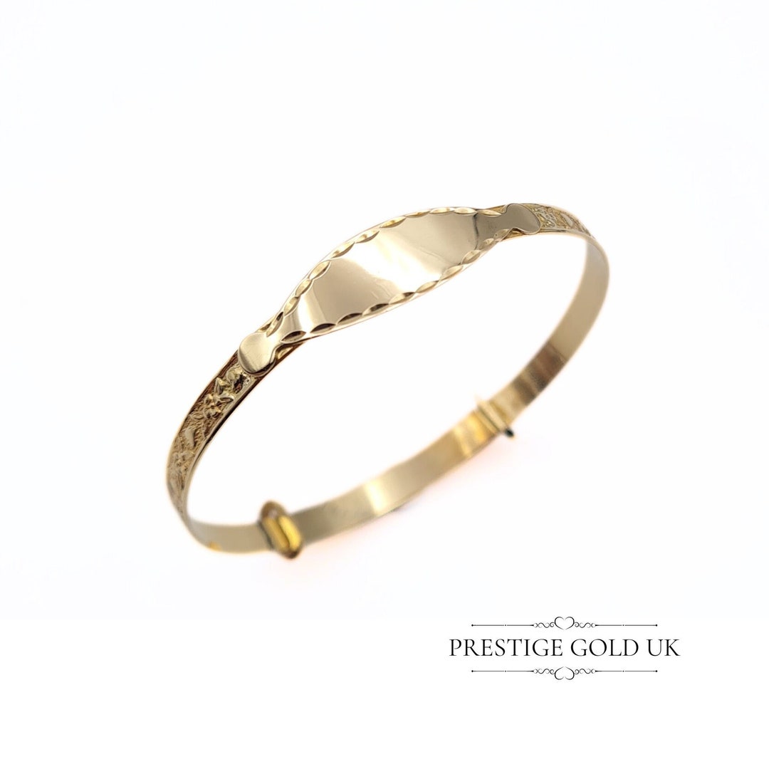 Vintage Narrow Gold Baby ID Christening Bangle - Tiny Delicate Childs ...