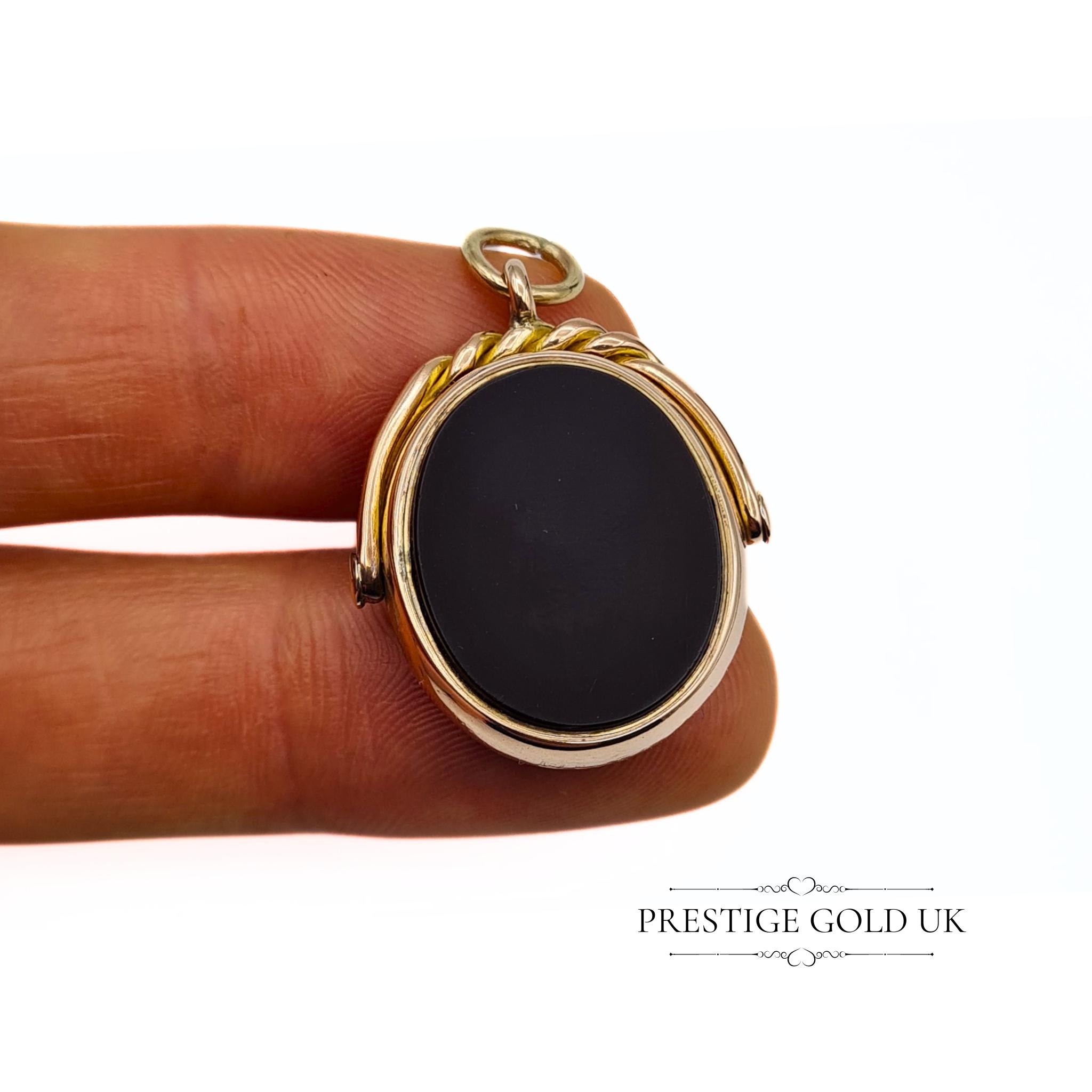 1800s' Rose Gold Antique Fob 9ct - Victorian Spinning Fob - Bloodstone ...