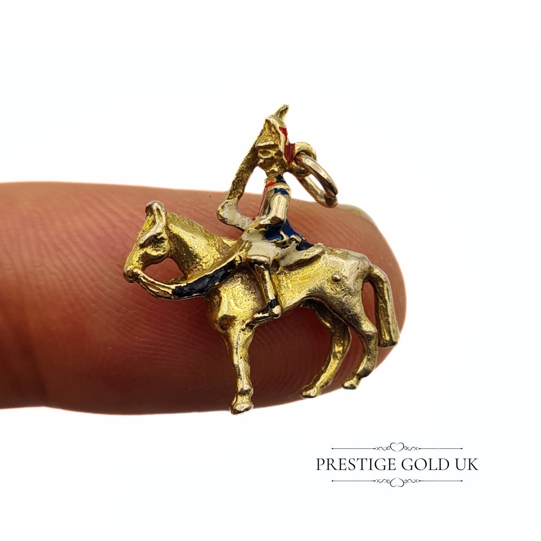 Vintage 9ct Solid Gold Horse Charm - British Household Cavalry Pendant ...
