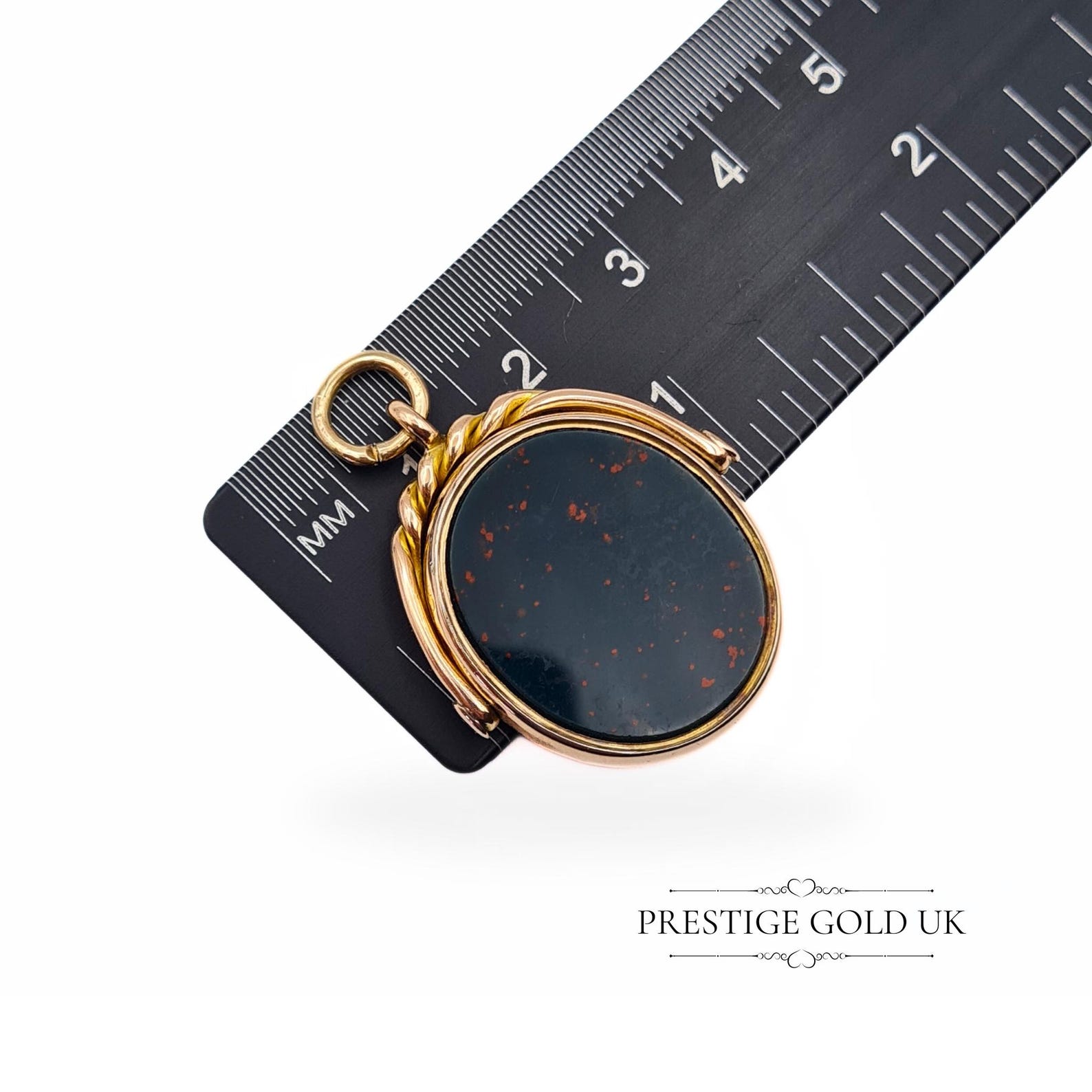 1800s' Rose Gold Antique Fob 9ct - Victorian Spinning Fob - Bloodstone ...