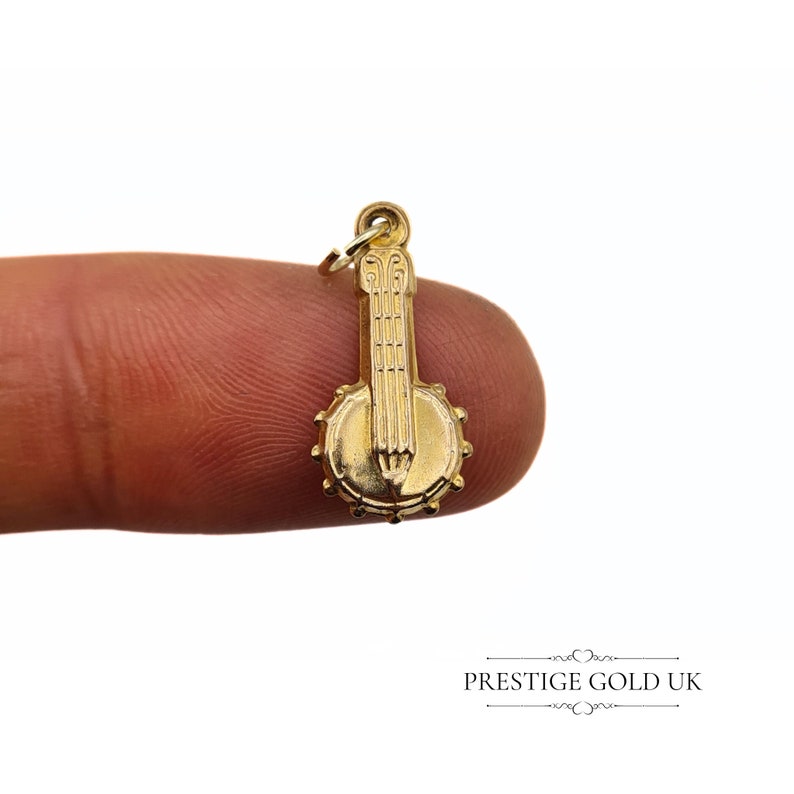 Vintage Gold Banjo Charm - 9ct Hollow Tiny Banjo Musical Instrument ...