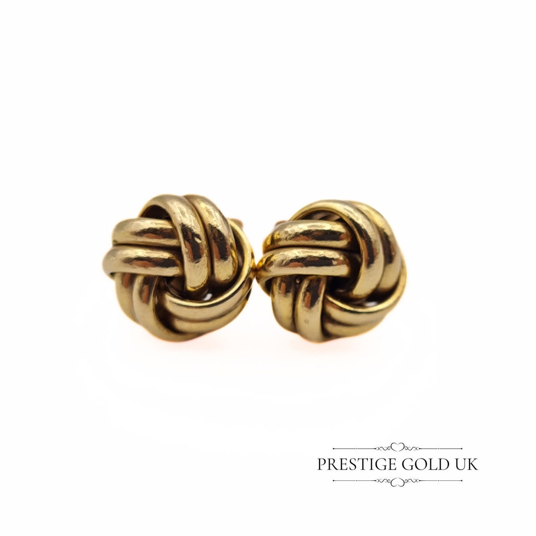 Vintage 9ct Gold Celtic Love Knot Earrings Vintage Gold Woolmark Studs ...