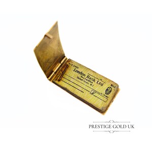 Vintage Gold Cheque Book Charm - 1950s Small Opening Gold Cheque Book ...