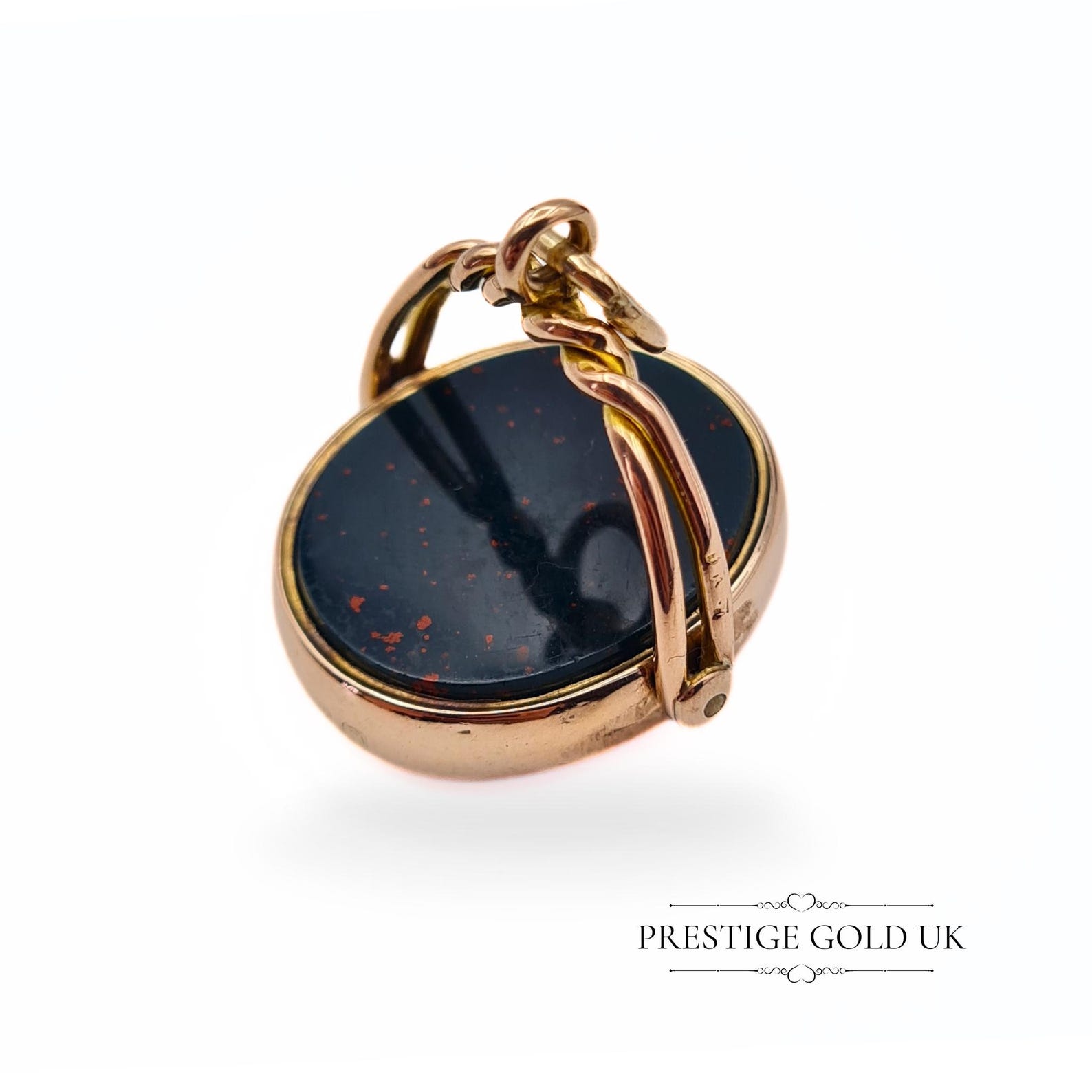 1800s' Rose Gold Antique Fob 9ct - Victorian Spinning Fob - Bloodstone ...