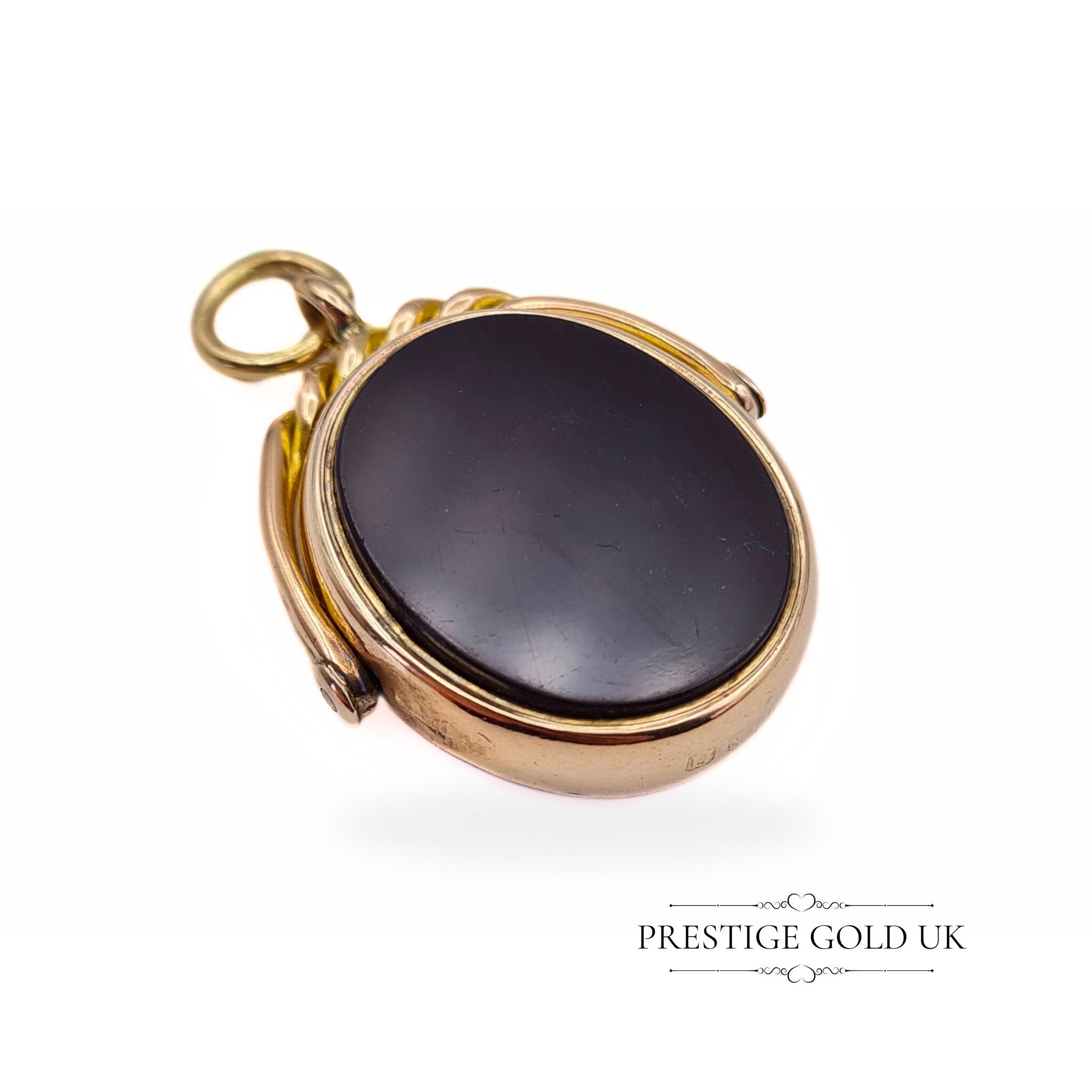 1800s' Rose Gold Antique Fob 9ct - Victorian Spinning Fob - Bloodstone ...