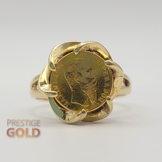 Gold Maximilian Mexican Emperor Ring 9ct - Gold Coin … - Gem