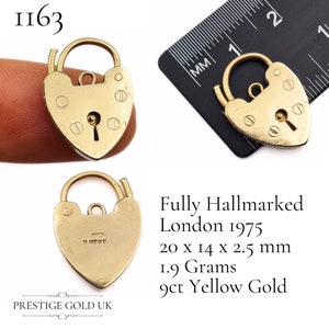 Vintage Small Gold Heart Padlock Pendants 9ct Gold Charm Bracelet ...