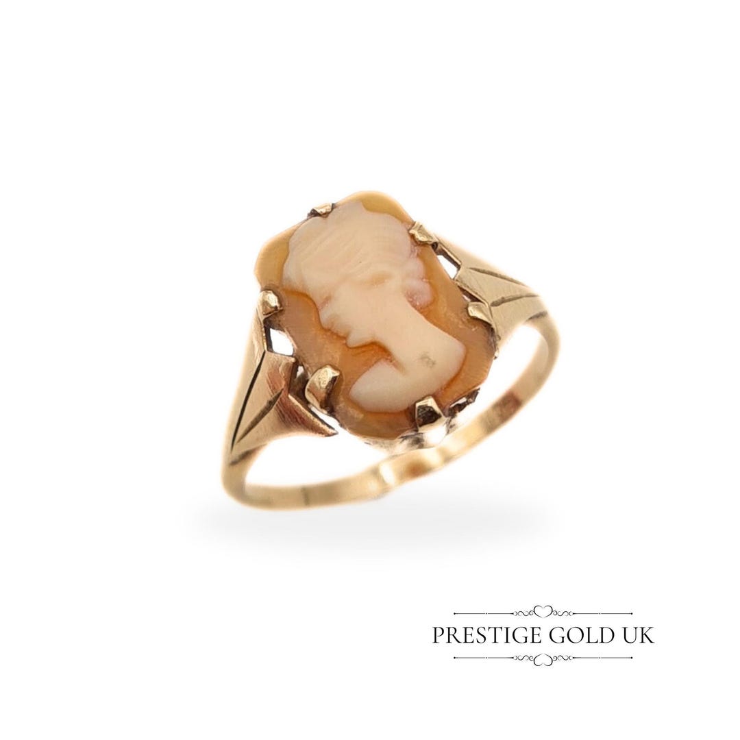 Vintage 9ct Gold Cameo Ring, Delicate Oblong Design, Portrait Ladies ...