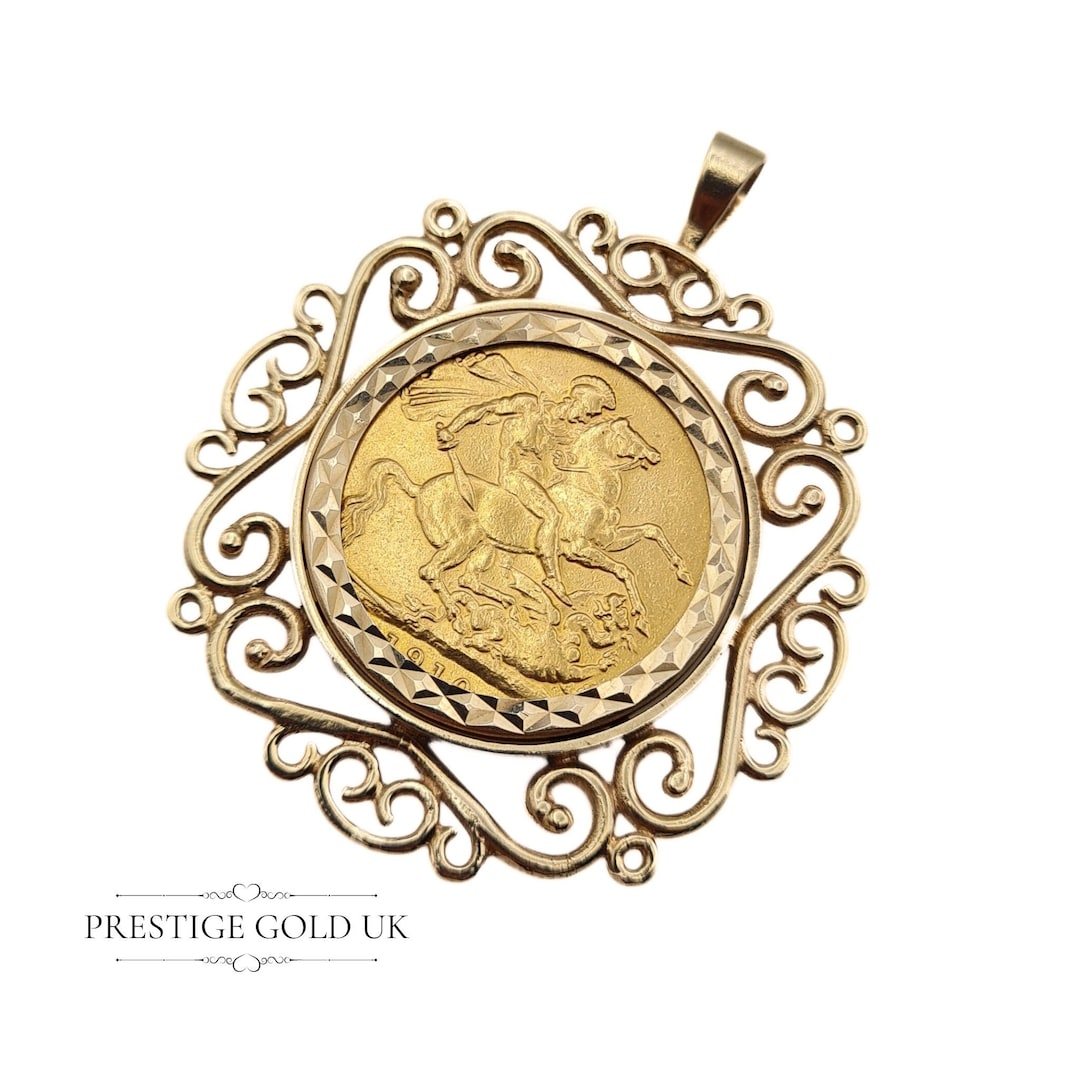 Vintage Full Sovereign Coin Mount 9ct - Large Gold Sovereign Holder ...