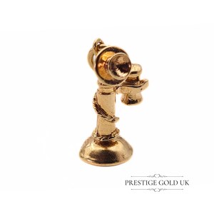 Vintage 9ct Solid Gold Antique Telephone Charm - Old Fashioned Cable ...