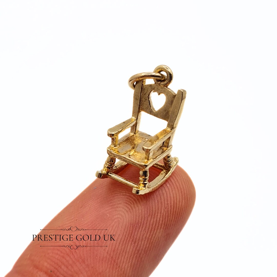 Vintage Gold Rocking Chair Charm - 1970s Tiny Heart Rocking Chair ...