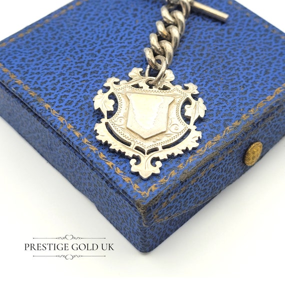 Antique Albert Chain & Fob - Antique 925 Silver Fob -… - Gem