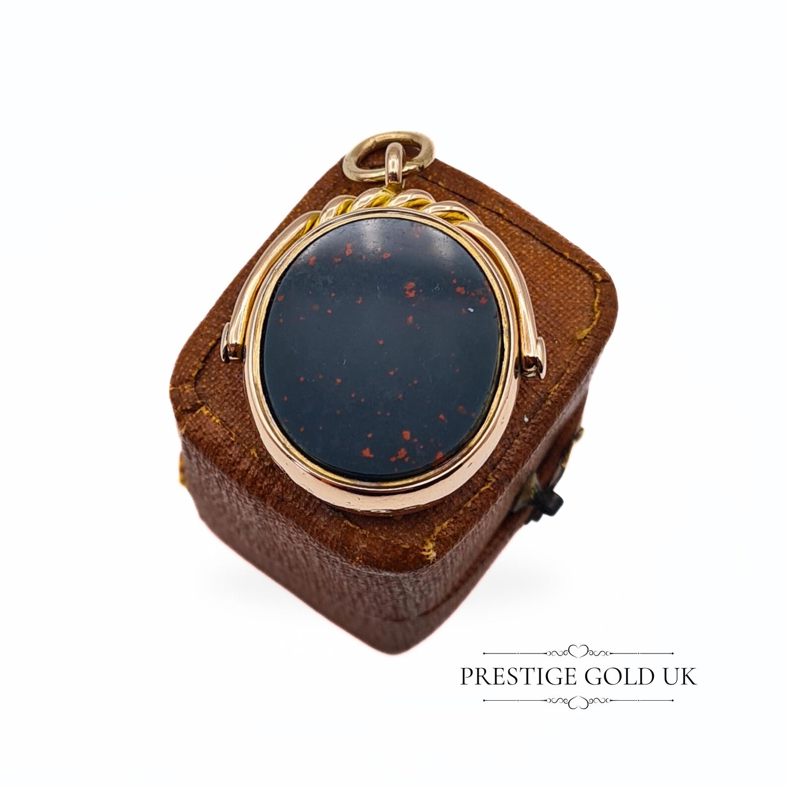 1800s' Rose Gold Antique Fob 9ct - Victorian Spinning Fob - Bloodstone ...