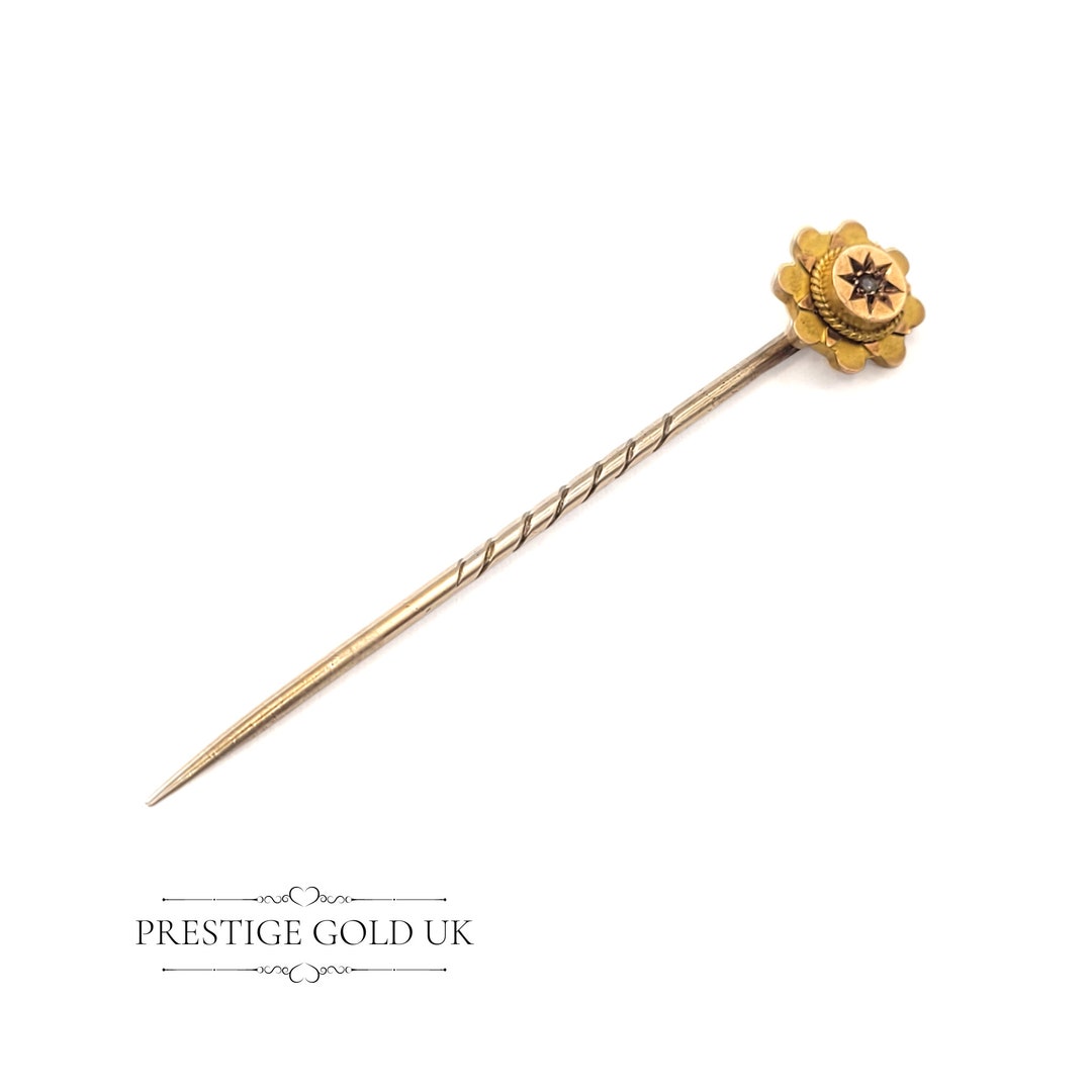 Solid Gold Stick Pin 9ct - Gold Hat Pin - Flower Hat Pin - Dainty ...