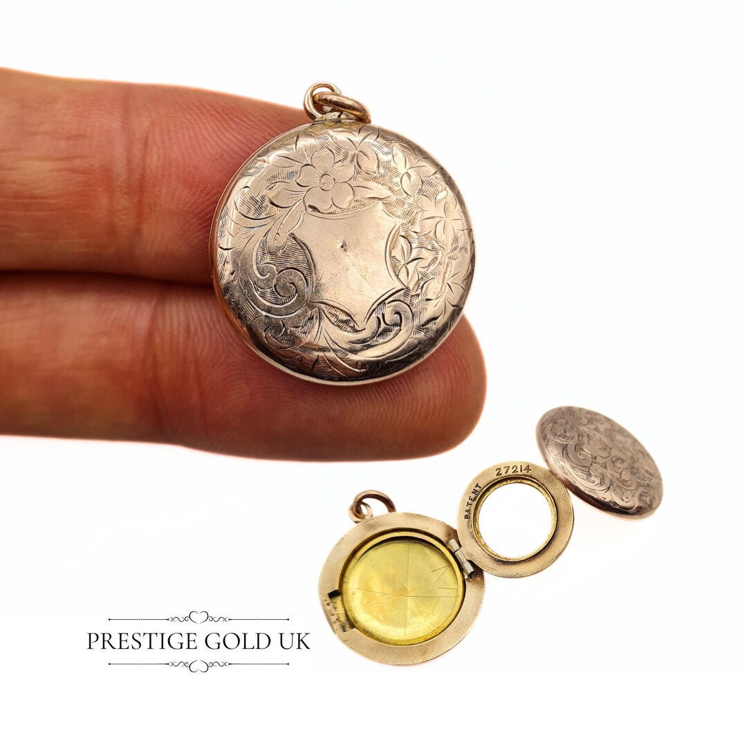 Antique Gold Tri Fold Photo Locket - 9ct Triple Opening Locket - Gold ...