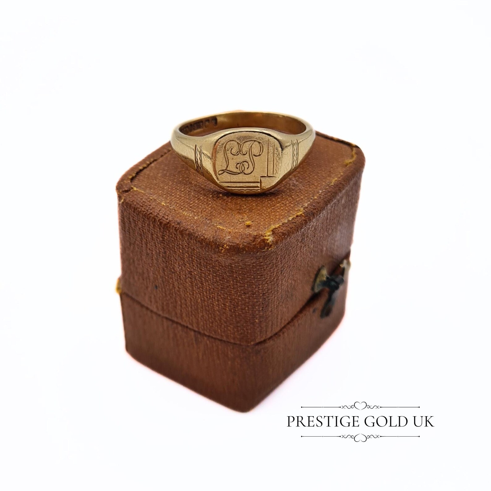 Vintage Gold Signet Ring 9ct 1980's Inscribed With the Initials L.P ...