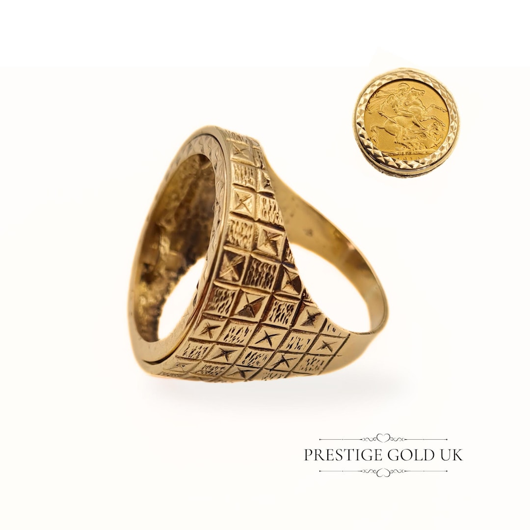Vintage Full Sovereign Coin Ring 1970's Full Sov Coin Holder Ring ...