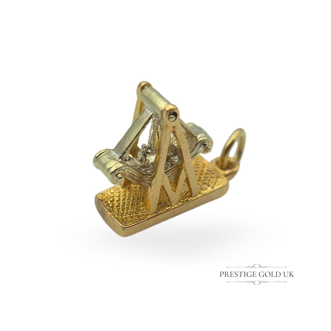 Vintage 9ct Gold Moving Fun Fair Ride Charm, Fair Ground Pirate Boat ...