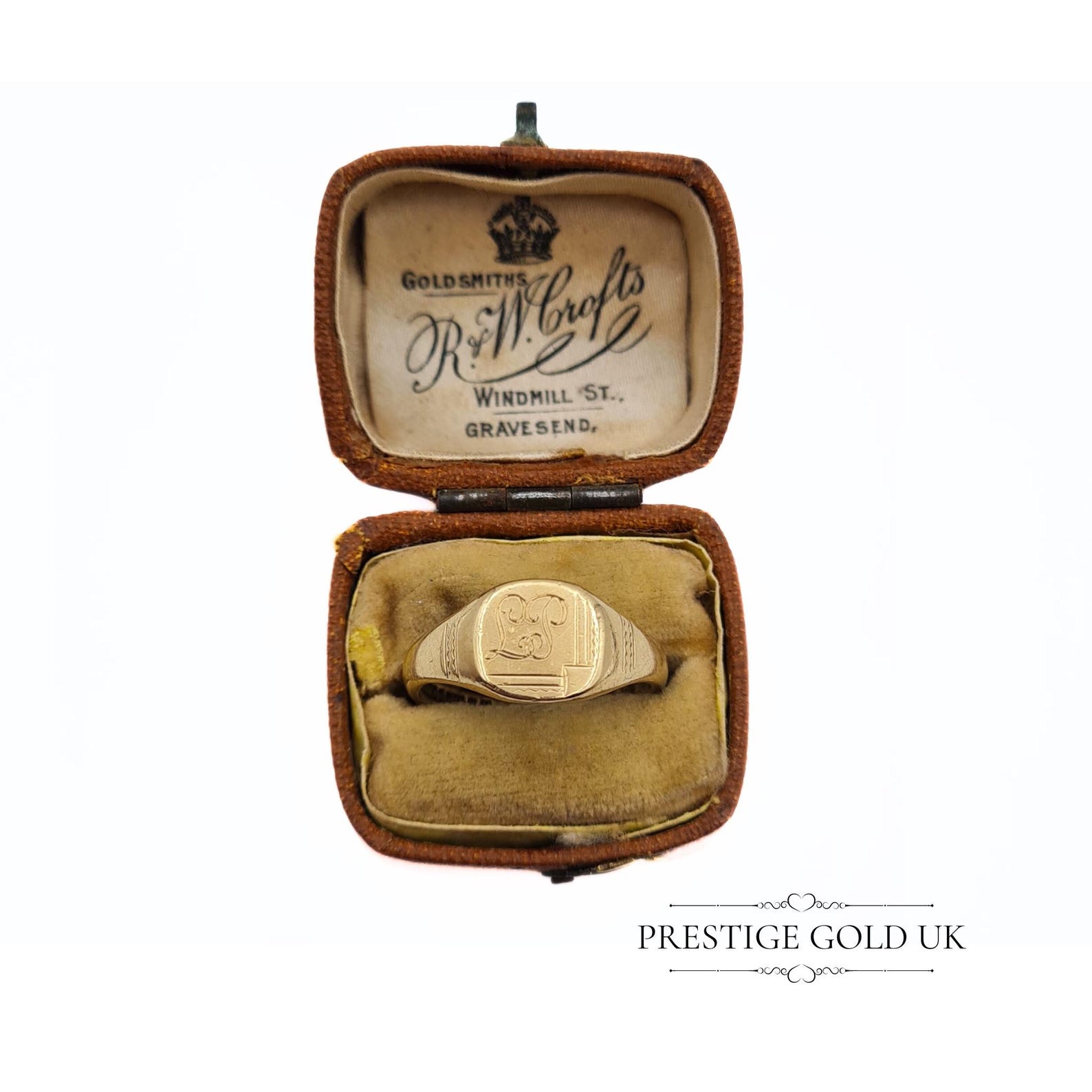 Vintage Gold Signet Ring 9ct 1980's Inscribed With the Initials L.P ...