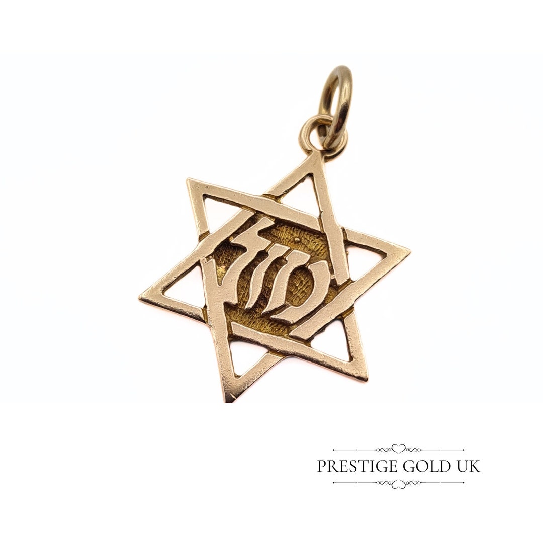 Vintage Solid Gold Mazel Tov Star of David Pendant 9ct 1960's Small ...