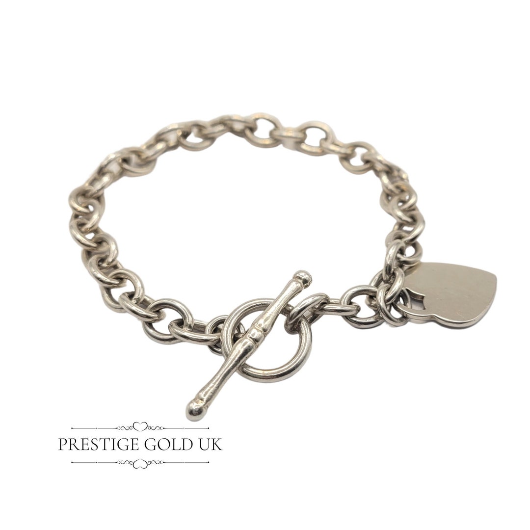Silver T Bar Bracelet 925 - Vintage Sterling Silver T-bar Chain With ...
